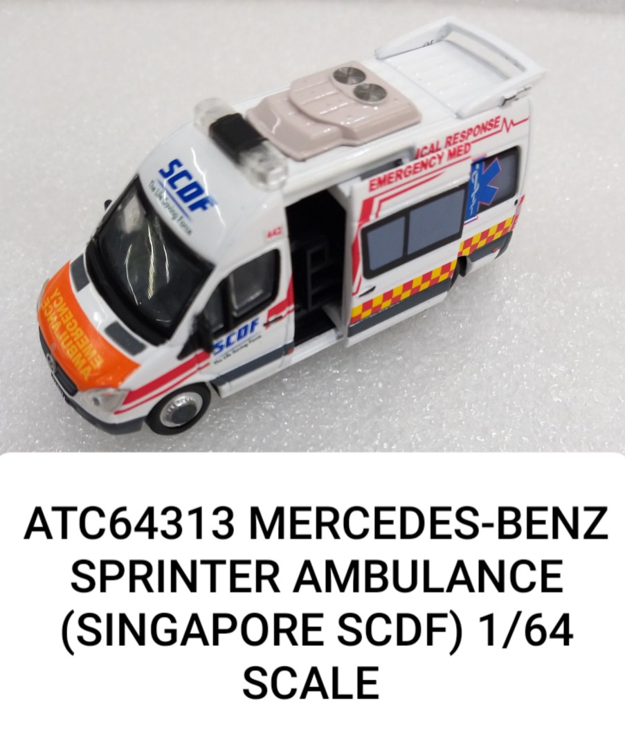 ATC64313 MERCEDES-BEN SPRINTER AMBULANCE SINGAPORE SCDF 1/64, Hobbies ...