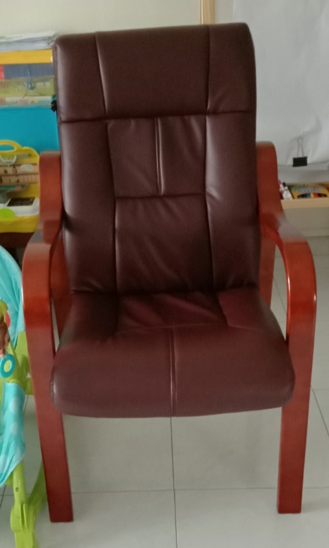 Brand new high-back maroon chair with wooden legs, Furniture & Home ...