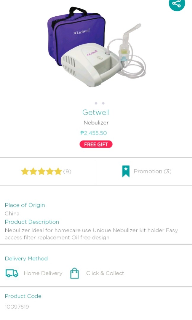 GET WELL NEBULIZER, Health & Nutrition, Assistive & Rehabilatory Aids ...