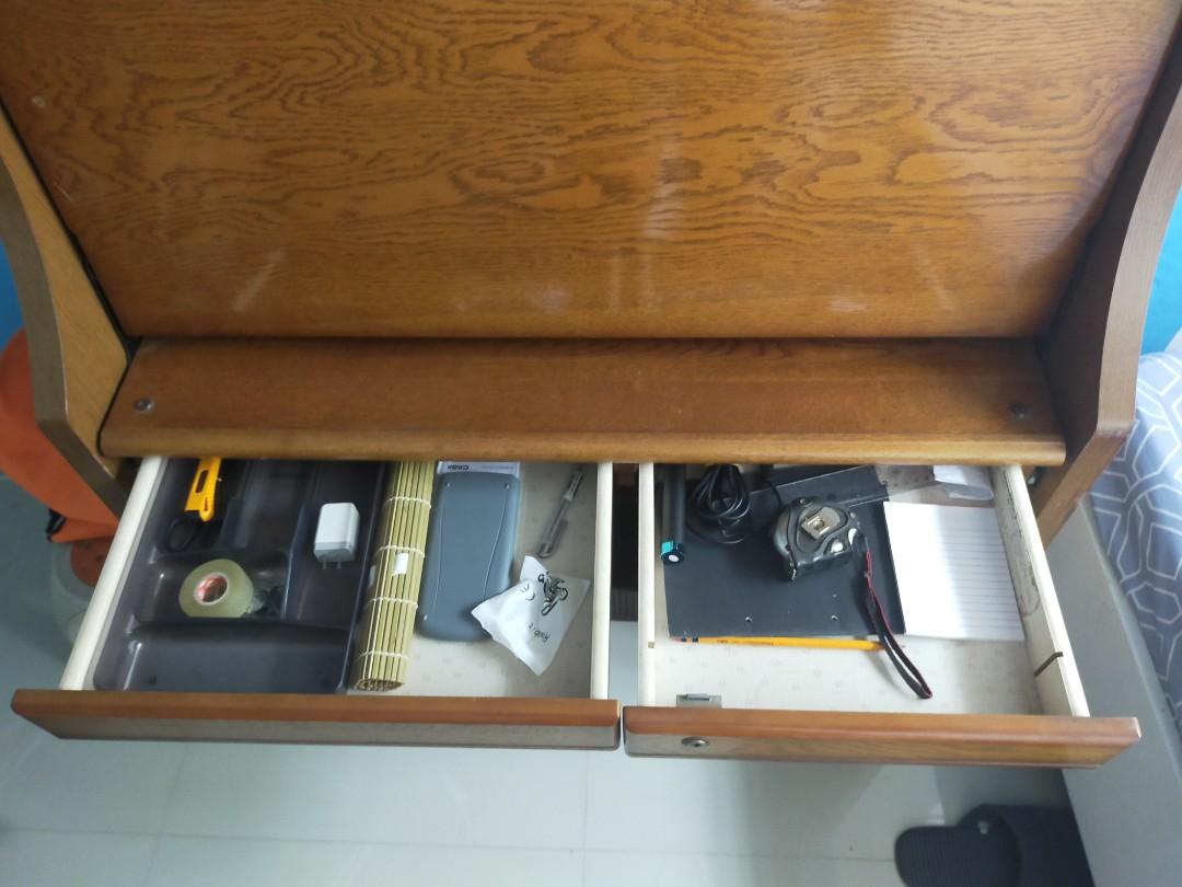 Japanese Study Table with Overhead Cabinet, Furniture & Home Living ...