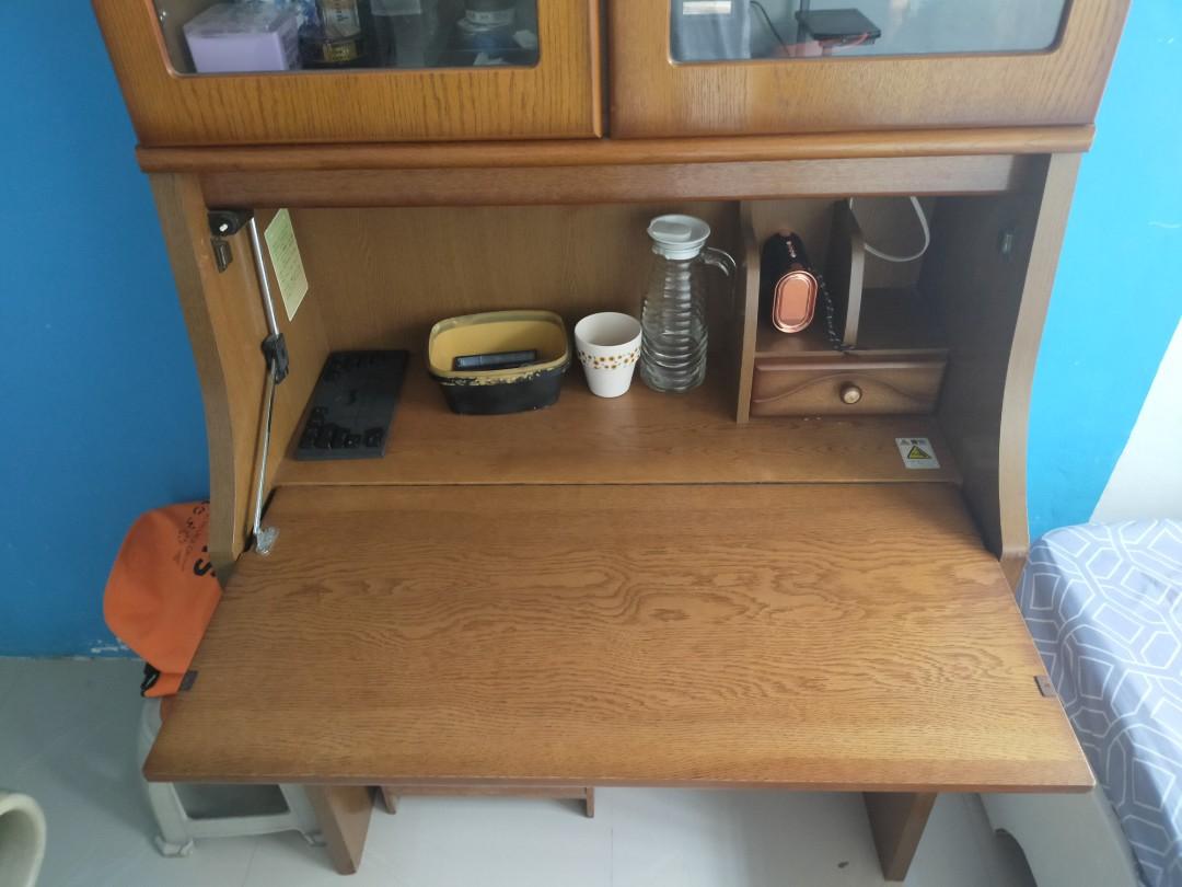 Japanese Study Table with Overhead Cabinet, Furniture & Home Living ...