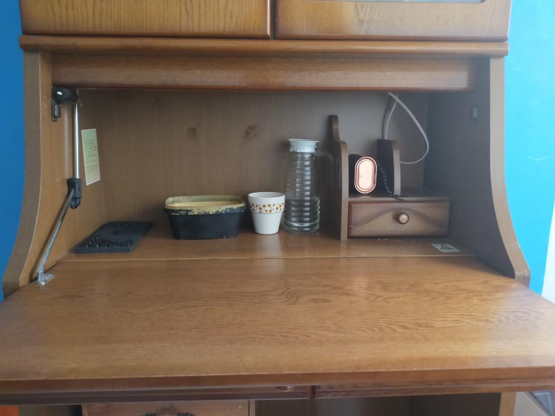 Japanese Study Table with Overhead Cabinet, Furniture & Home Living ...