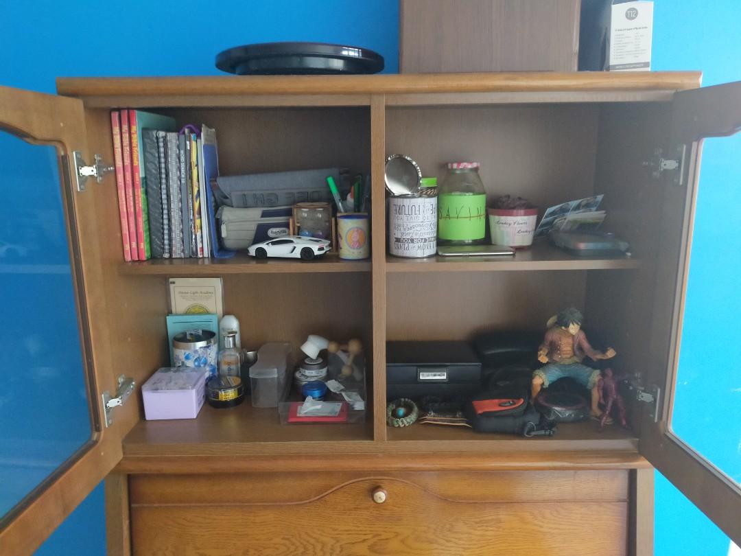 Japanese Study Table with Overhead Cabinet, Furniture & Home Living ...