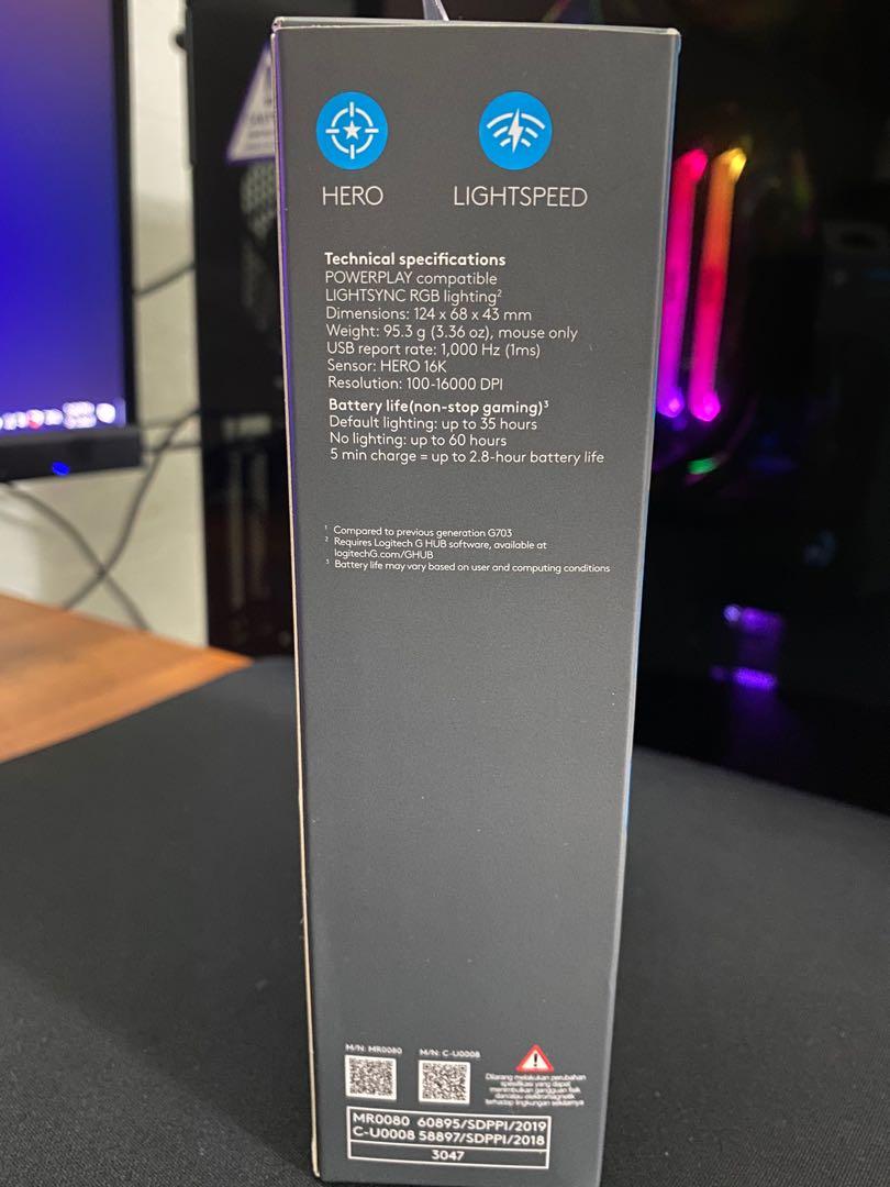 Logitech G703 Hero Lightspeed WIRELESS RGB Mouse, Computers & Tech ...