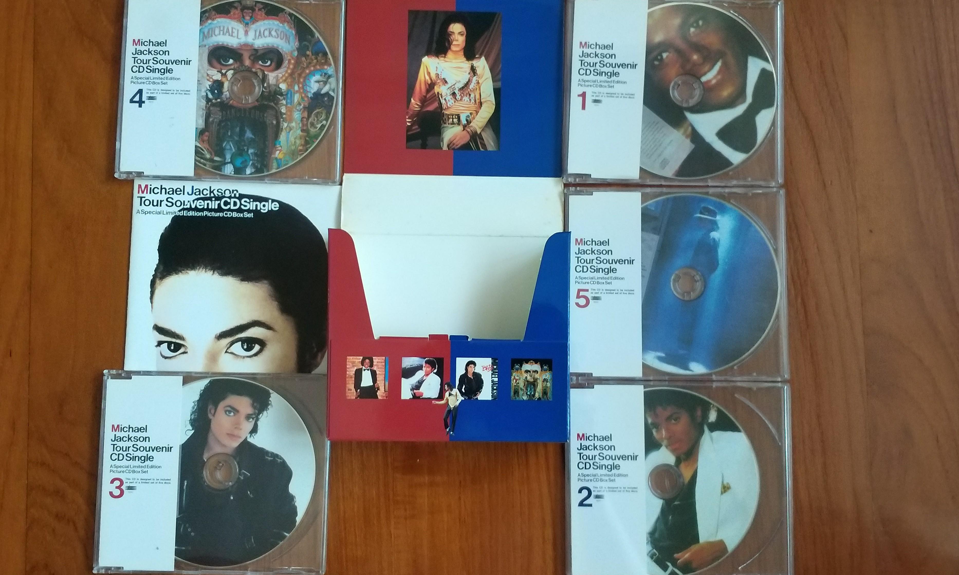 Michael Jackson Tour Souvenir 日本版 Japan 5 CD Single Boxset Thriller Bad Dangerous, 興趣及遊戲, 收藏品及 ...