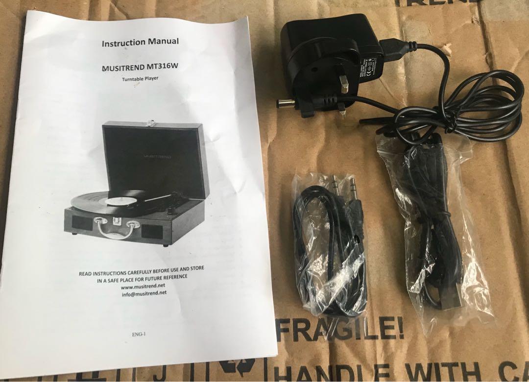 MUSITREND Turntable Portable Suitcase Record Player with Built-in ...