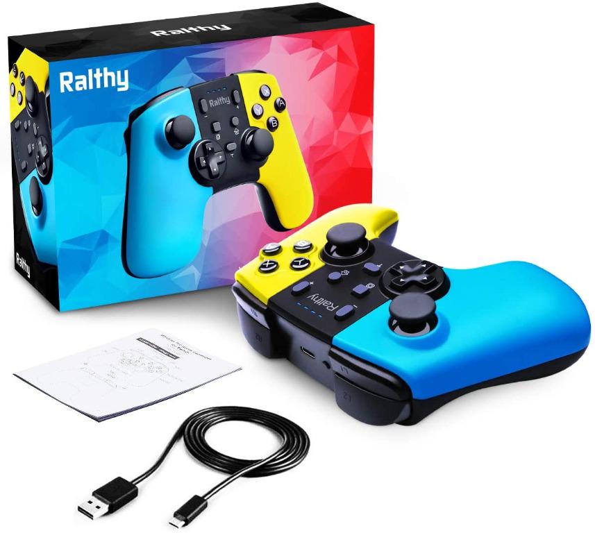 Neon Blue Green Switch Pro Controller with Turbo + Dual Shock + Gyro ...