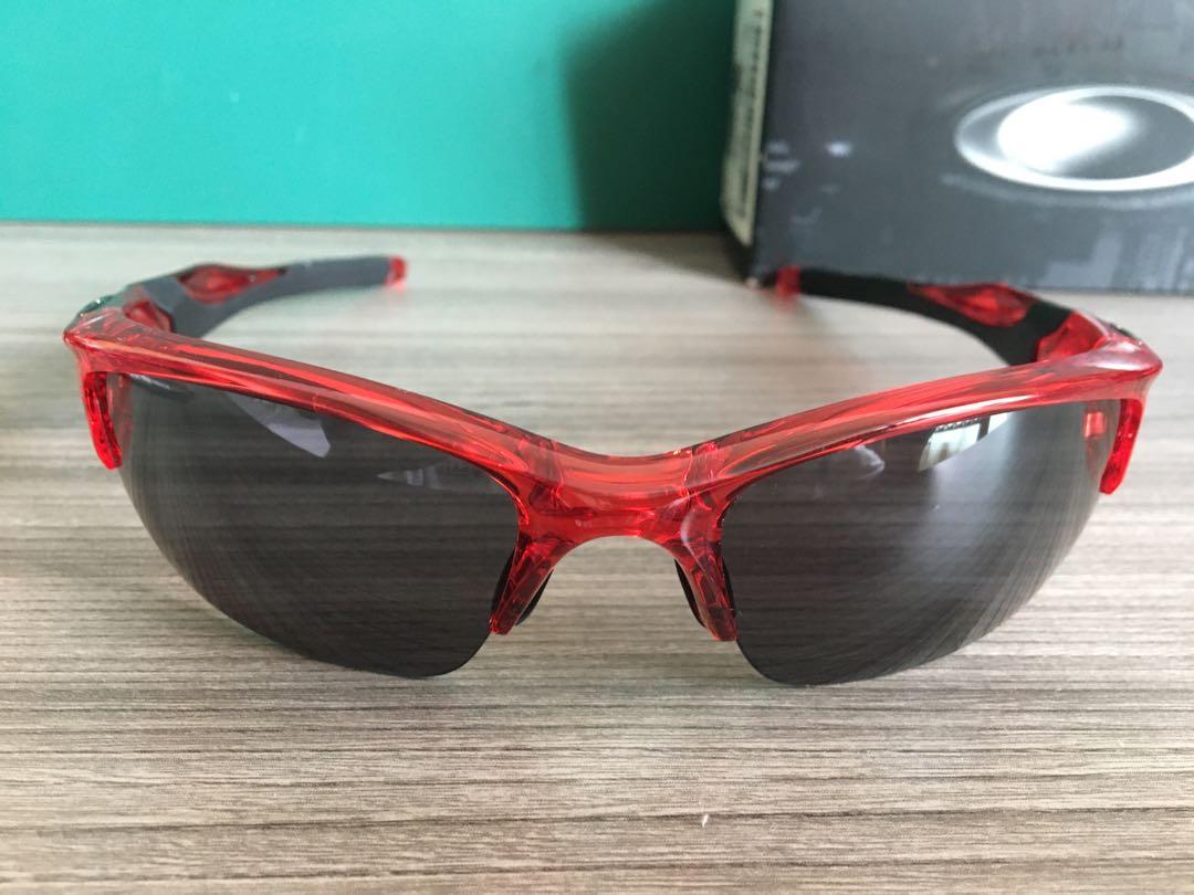 Oakley Half Jacket Crystal Red Frame with Grey lens, Men's Fashion ...
