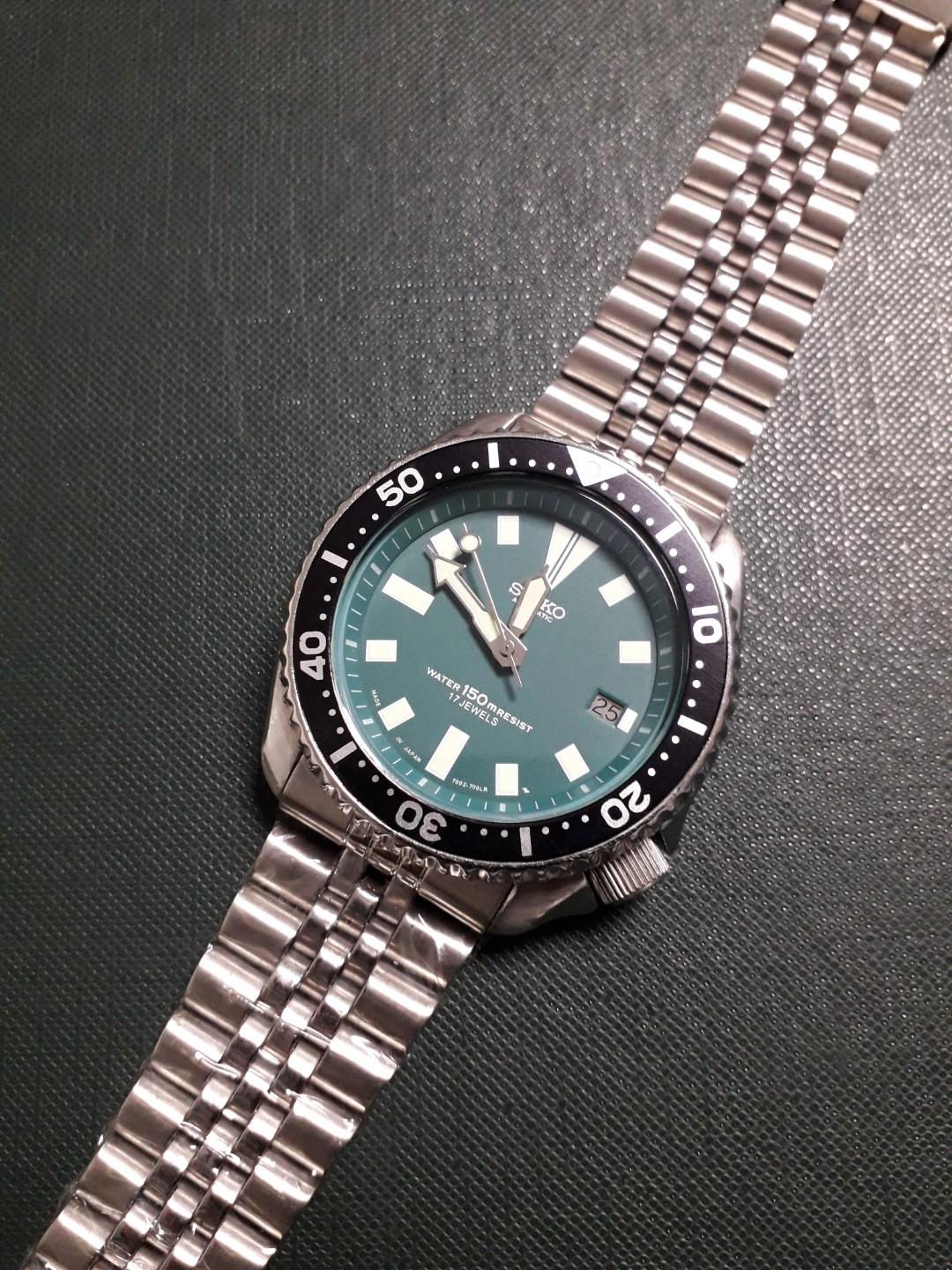 Seiko 7002 Green dial Mod, Men's Fashion, Watches & Accessories ...