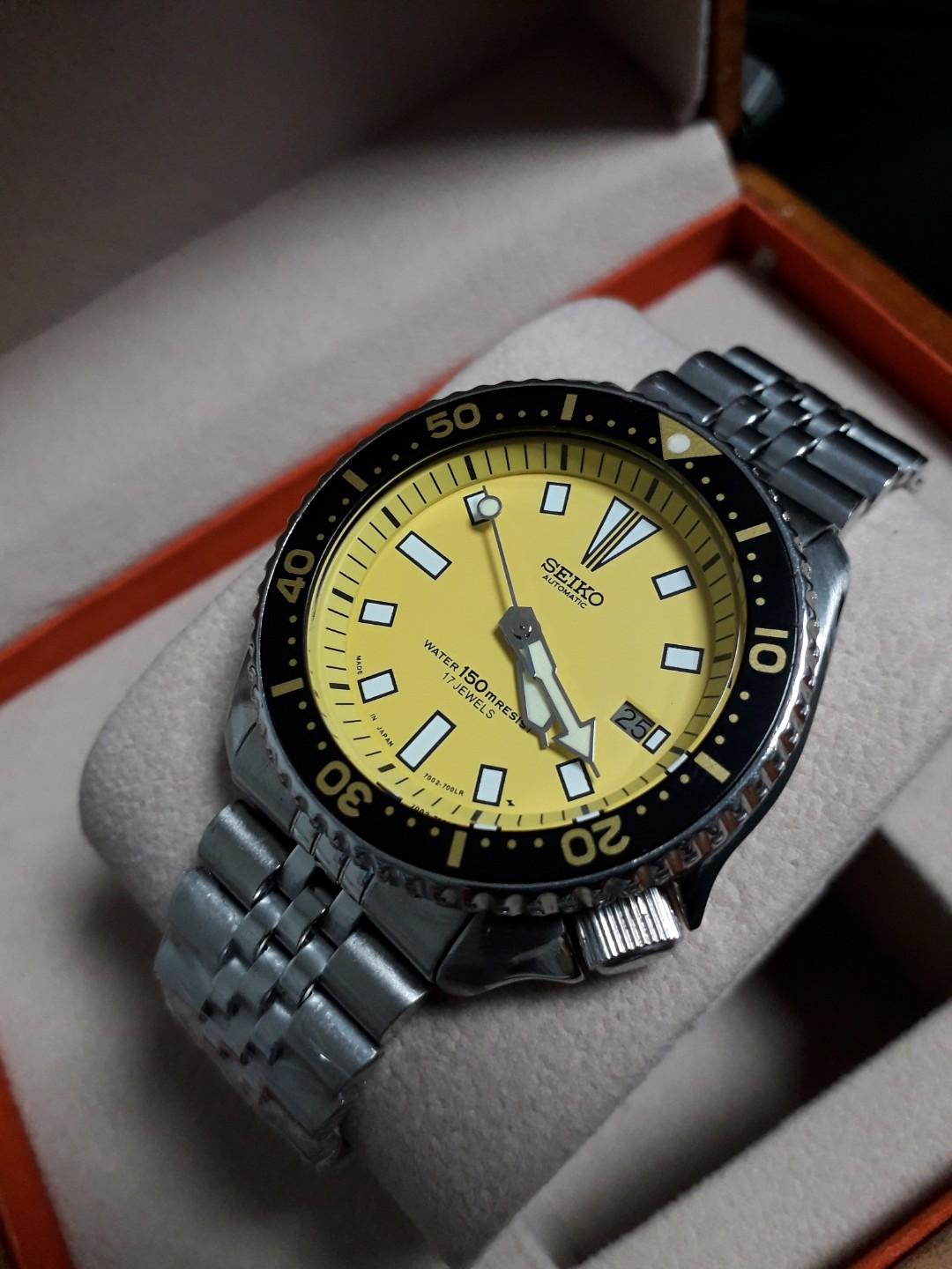 Seiko 7002 Yellow Dial Mod, Men's Fashion, Watches & Accessories ...