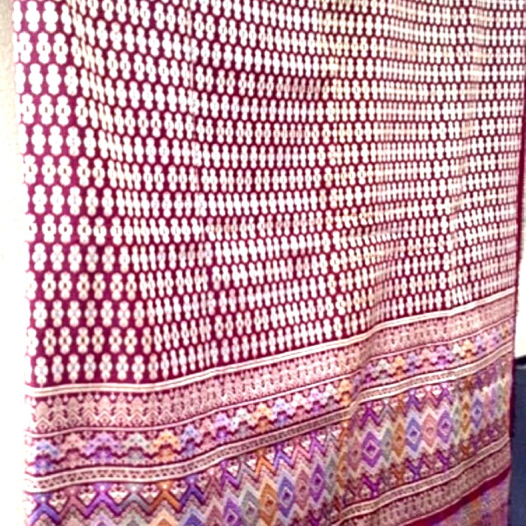 Burmese Silk Cloth Material, Women's Fashion, Muslimah Fashion, Baju ...