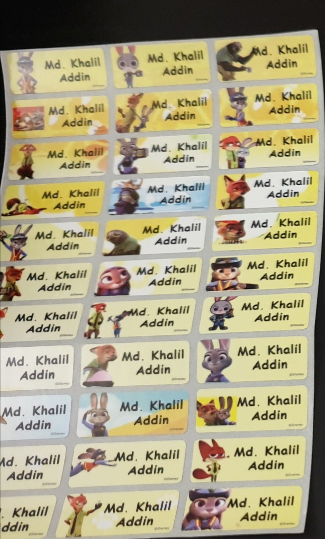 Zootopia Name Sticker, Hobbies & Toys, Stationery & Craft, Art & Prints ...