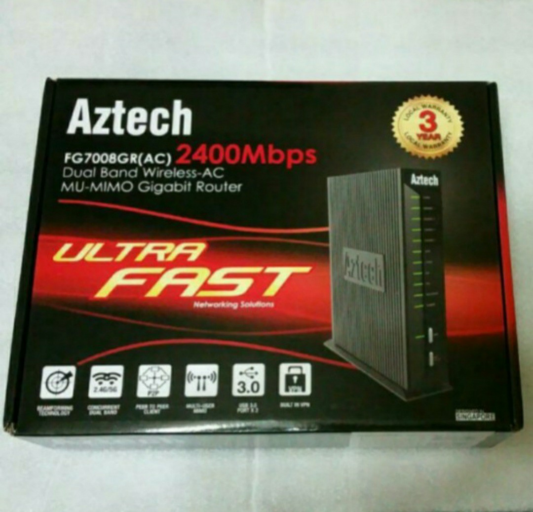 Aztech Dual Band wireless AC Mu-Mimo Gigabit Router (2400mbps ...