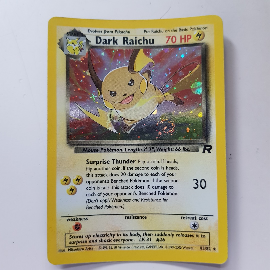 Dark Raichu 83/82 Holo Limited edition Pokemon Trading Card, Hobbies ...