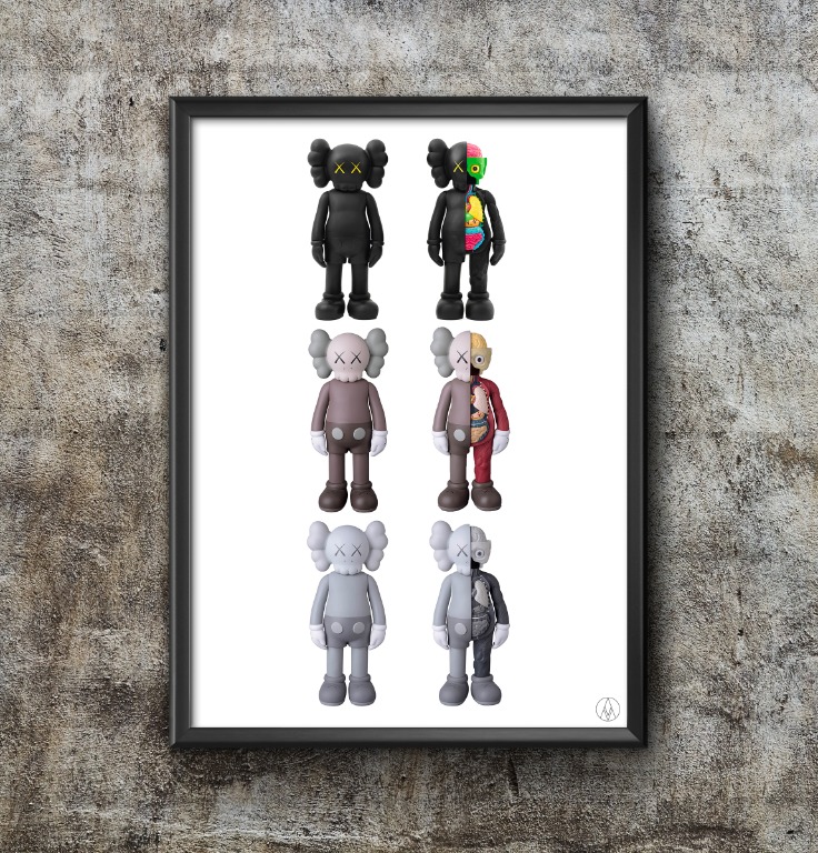 Kaws Companion Portrait 2 Poster with Frame, Furniture & Home Living ...