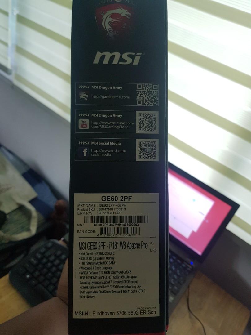 MSI GE60 Apache Pro i7 GTX860 Gaming Laptop, Computers & Tech, Laptops ...