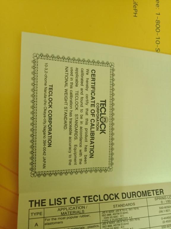 Teclock Durometer, Rubber Hardness Tester, Shore A Durometer, Type A ...