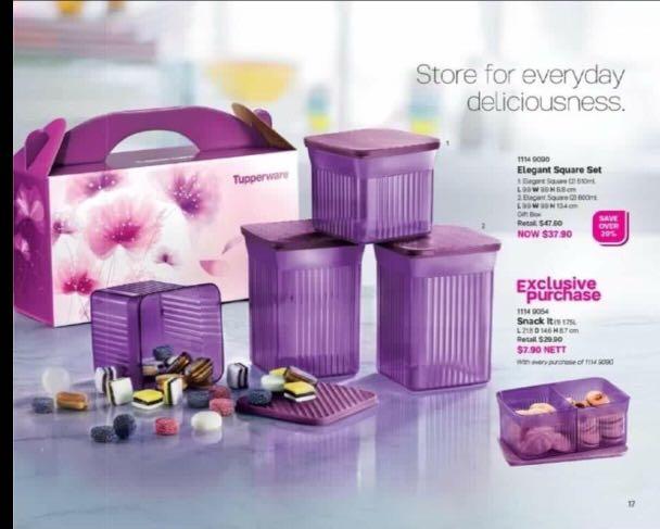 Tupperware elegant square set, Furniture & Home Living, Kitchenware ...