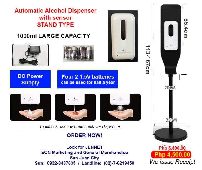 Automatic alcohol dispenser liquid with stand, Commercial & Industrial ...