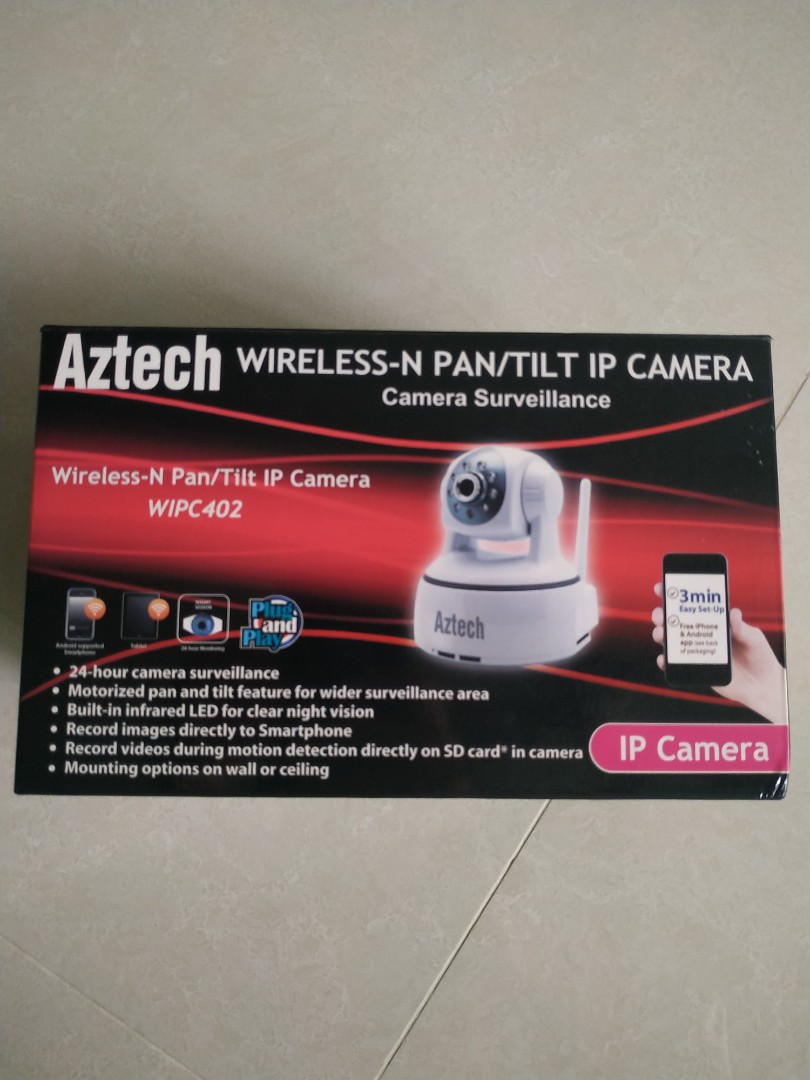 Aztech Wireless-N Pan/Tilt IP Camera WIPC402, Furniture & Home Living ...
