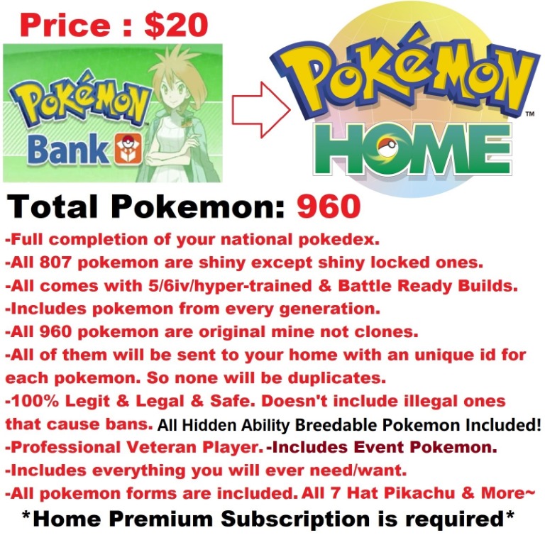 Pokemon Home Complete Shiny Living Pokedex, Video Gaming, Gaming ...