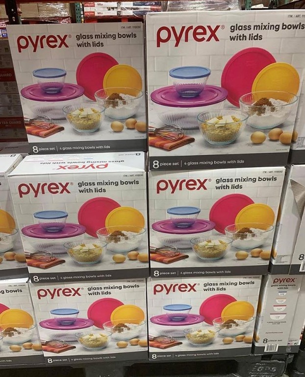 Pyrex 8 Pc Glass Sculpted Mixing Bowls W Lids Furniture And Home Living Kitchenware And Tableware