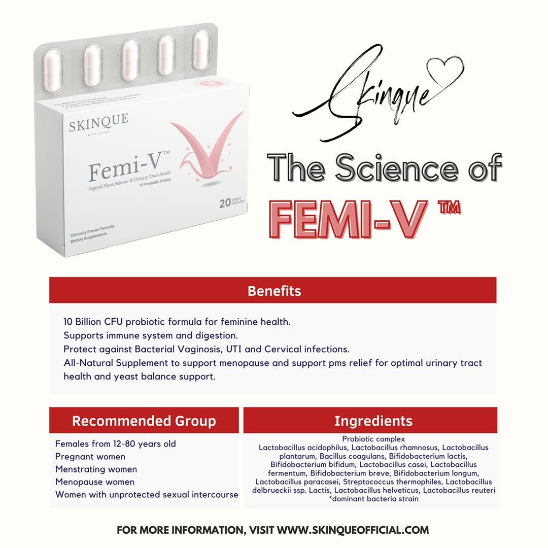 Skinque Femi-V - Probiotics, Bid UTI, Yeast Infection, Bacterial ...