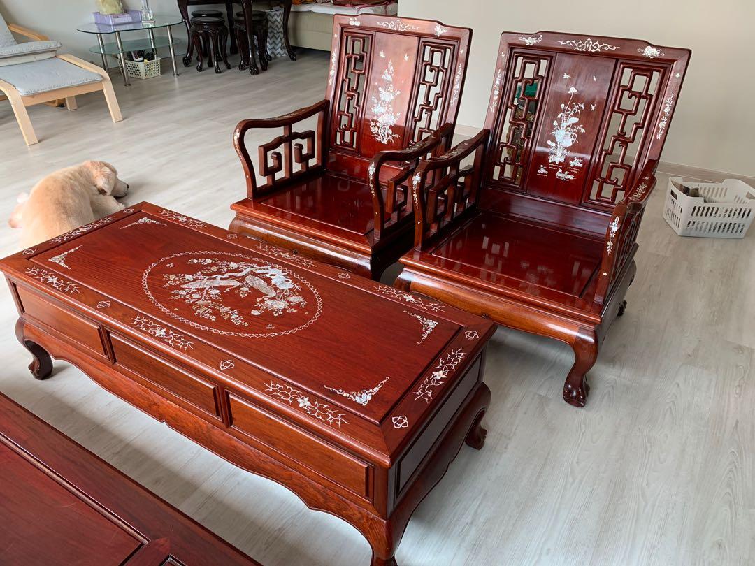 Antique Chinese wooden sofa set, Furniture & Home Living, Furniture ...