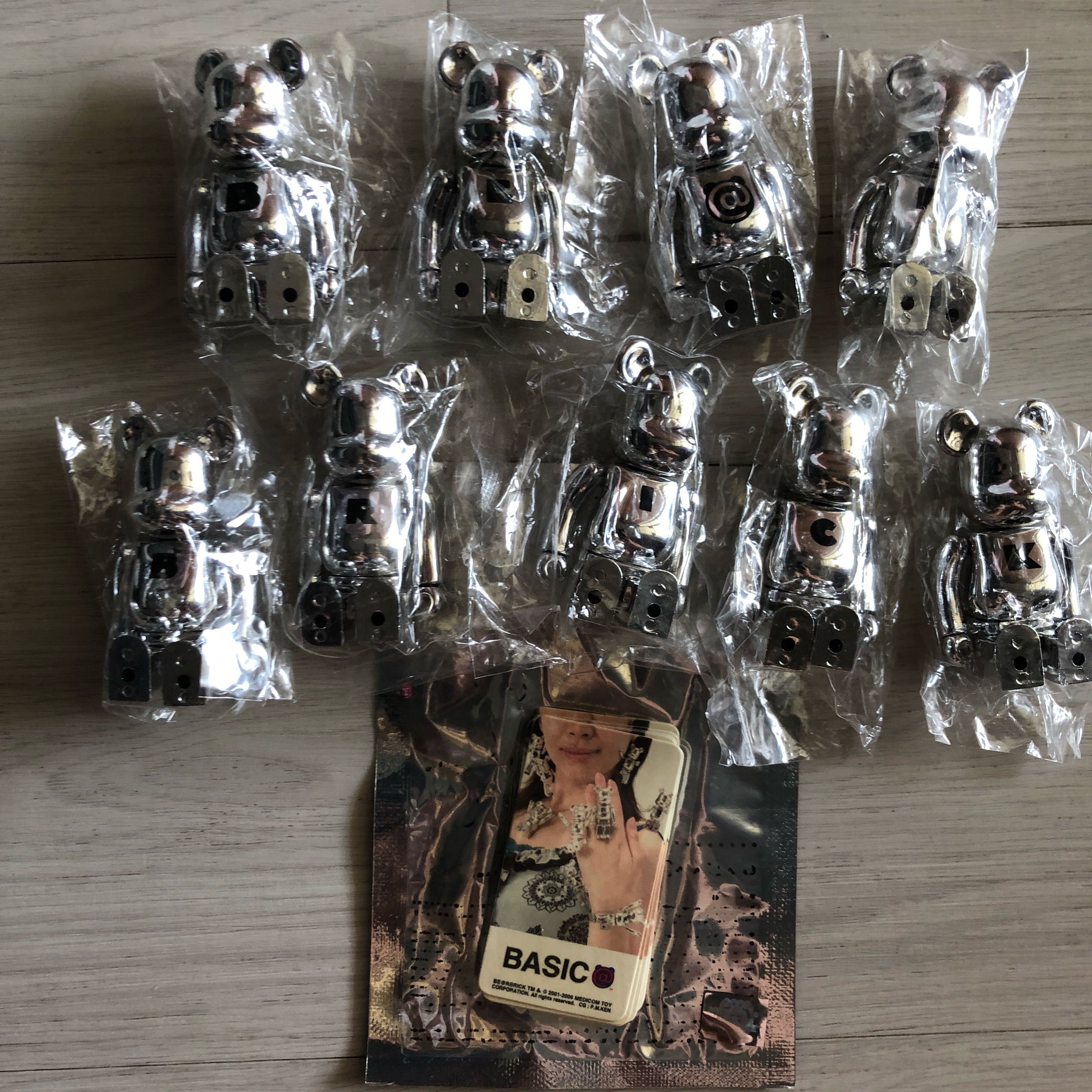 Bearbrick Series 13 100% Basic Letters Complete Set Silver Chrome 2006 ...