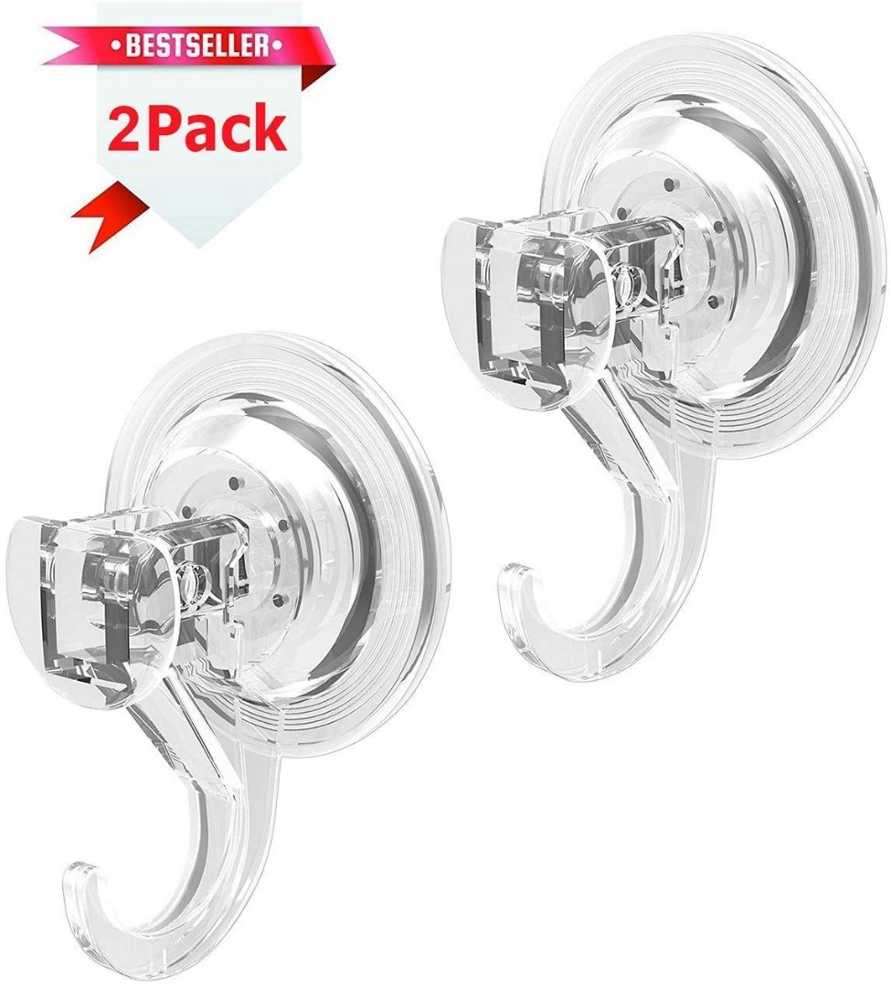 GlobaLink Suction Hooks Super Powerful Lock Clear Plastic Smooth Wall ...