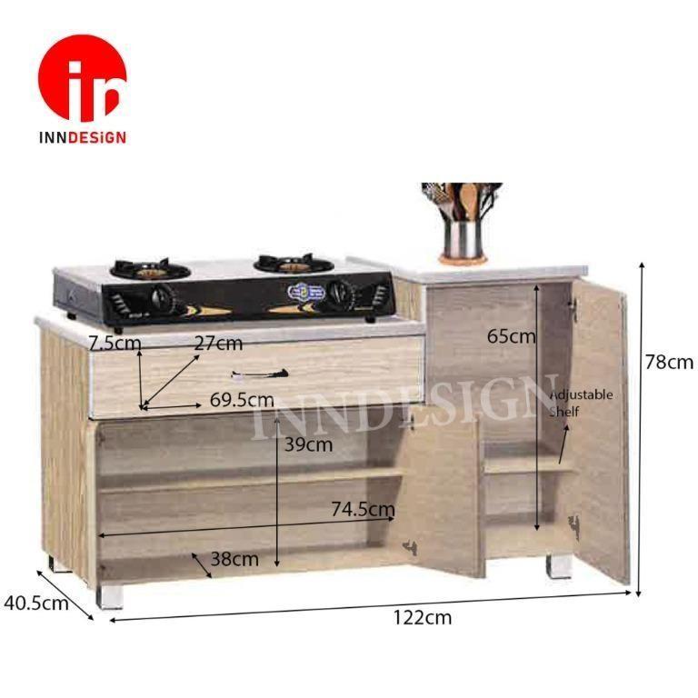 lenght 122 CM Kitchen Cabinet With Drawer and Cabinet, Furniture & Home ...