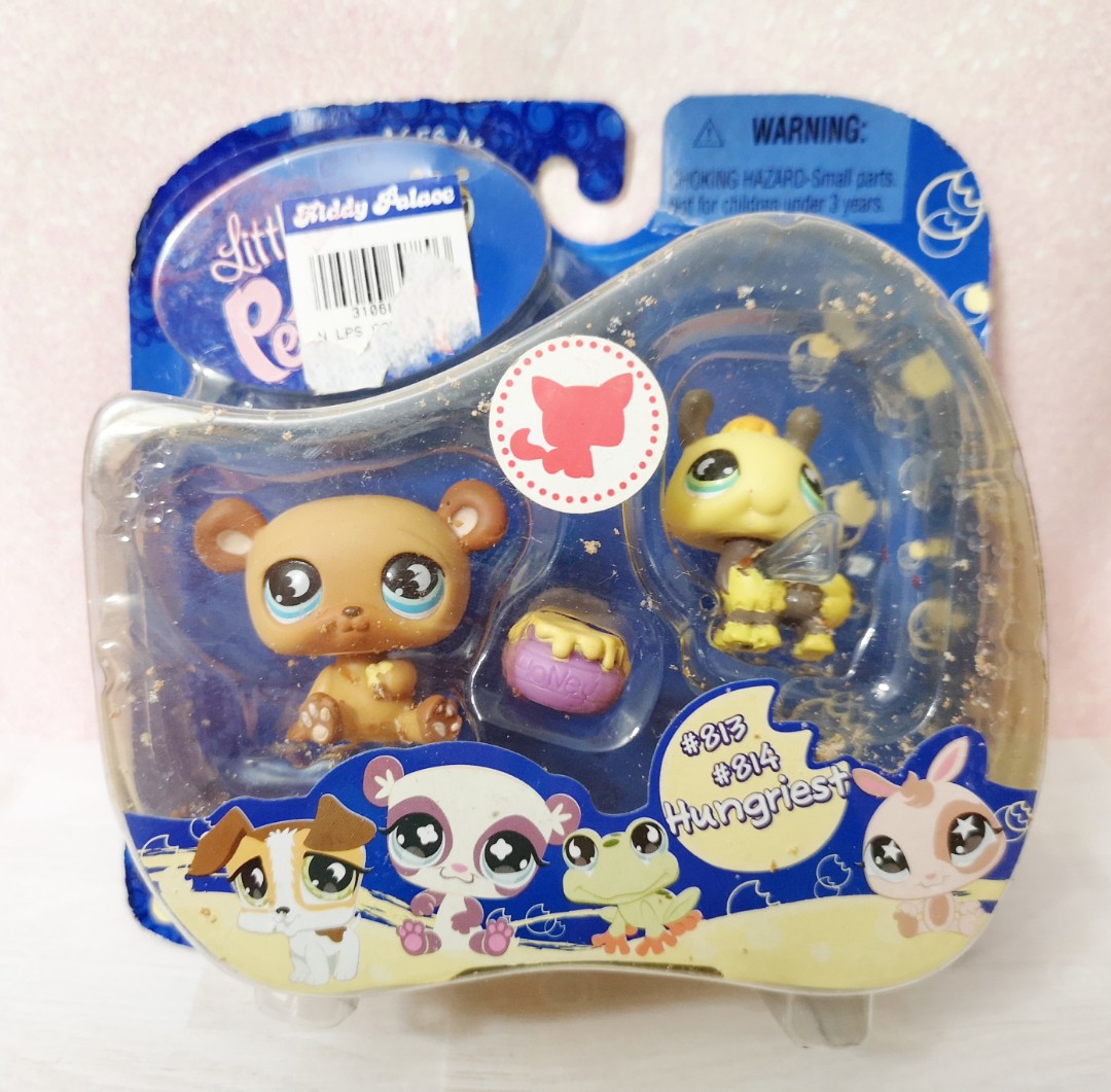NIB Littlest Pet Shop bear and bee hungriet pet pair #813 #814 with ...
