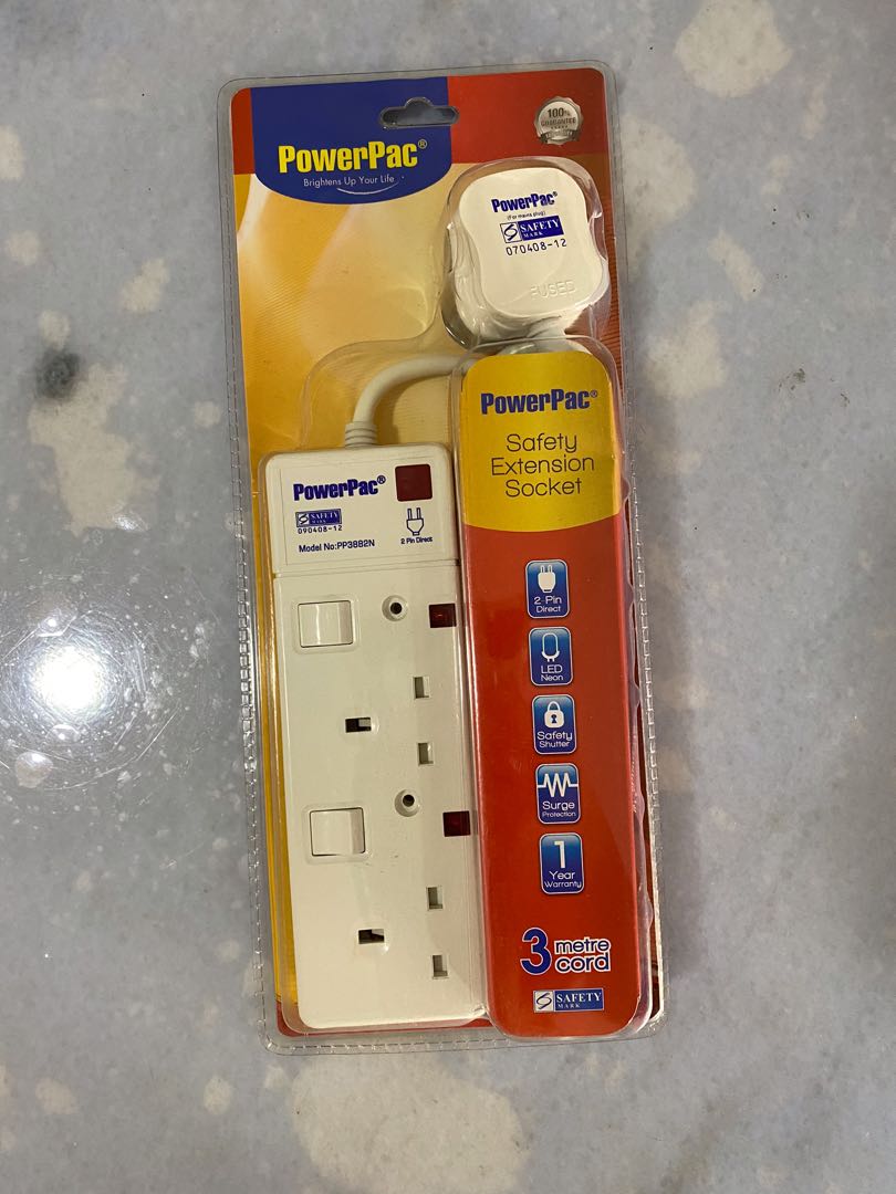 Powerpac 3m socket extension, TV & Home Appliances, Electrical ...