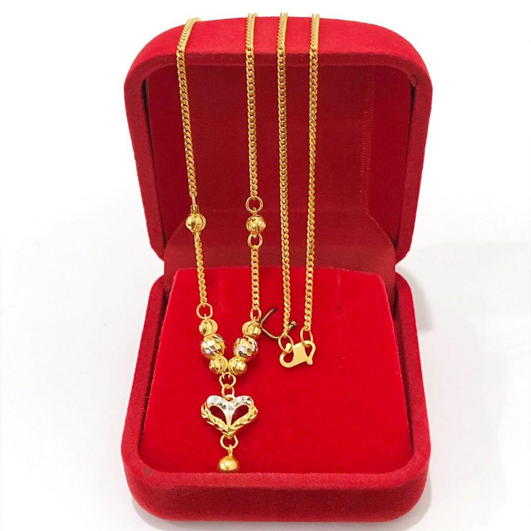 Rantai Leher Emas 916 Original (45cm), Women's Fashion, Jewelry ...