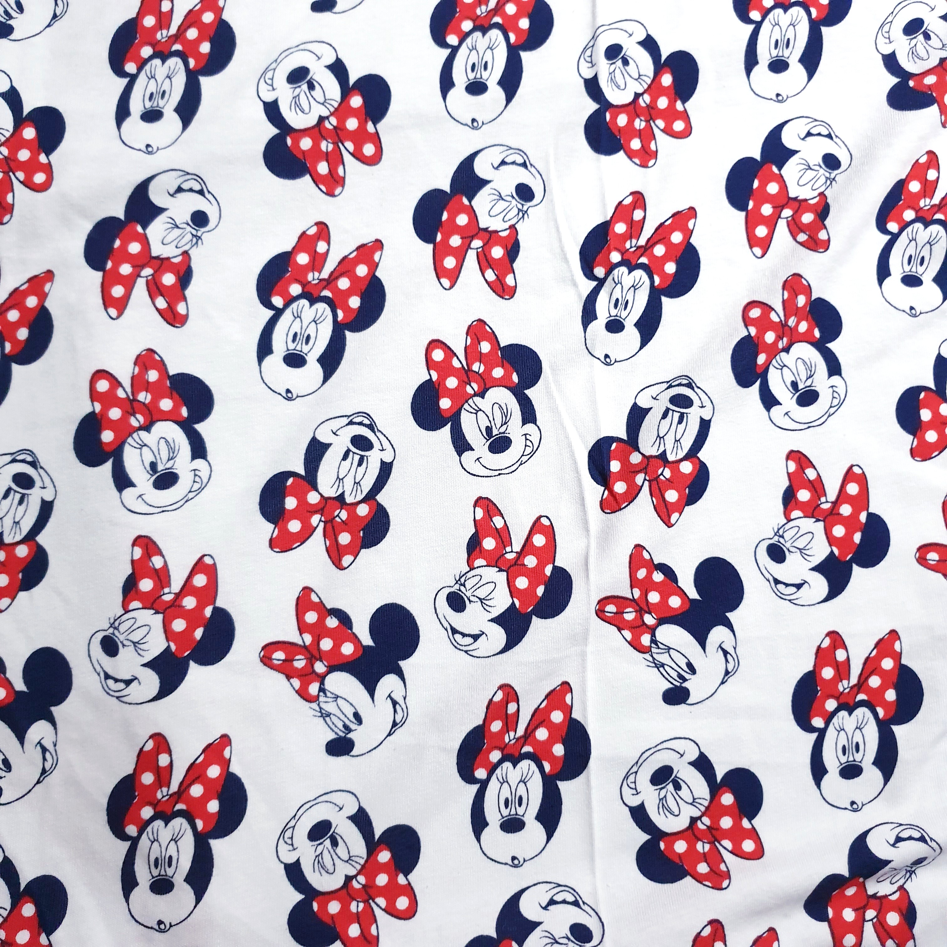 1.9m x 0.5m Cotton Knit Stretchable Fabric Cloth - Disney Minnie Mouse ...