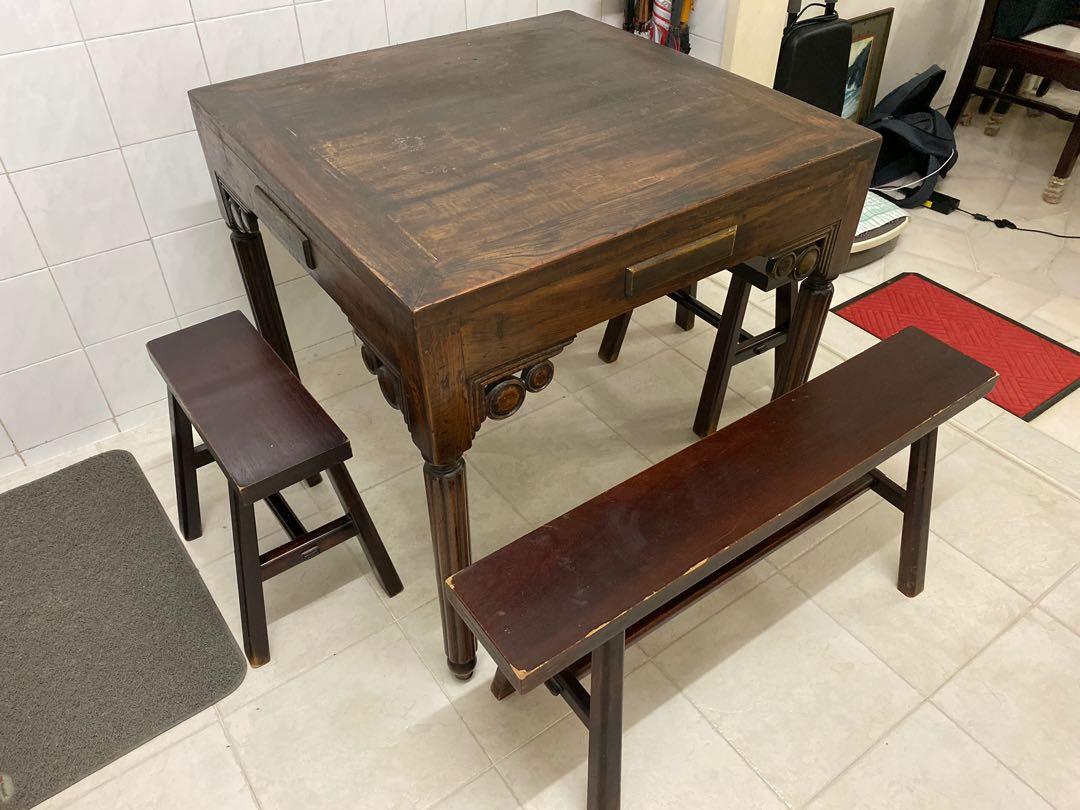 Antique Mahjong Table, Furniture & Home Living, Furniture, Tables ...