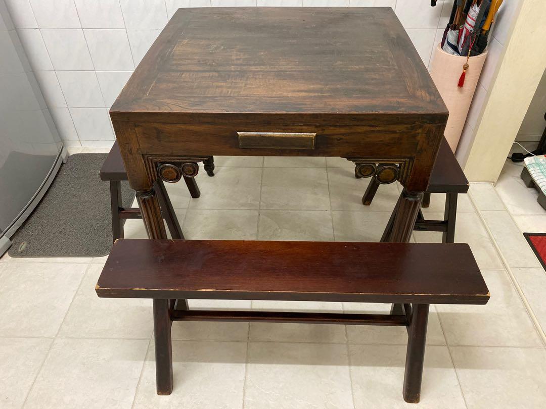 Antique Mahjong Table, Furniture & Home Living, Furniture, Tables ...