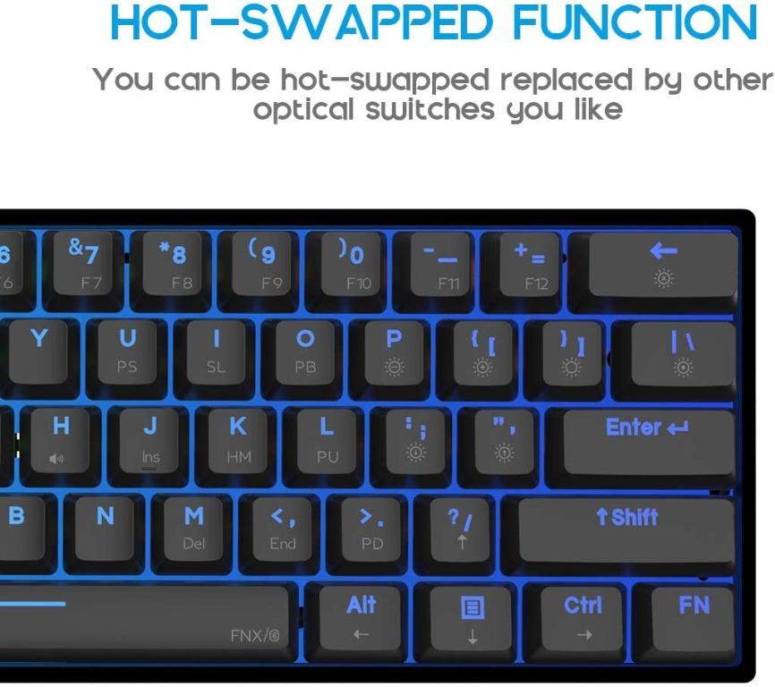 DIERYA DK61 Mechanical 60% Gaming Keyboard, RGB Backlit Wired PBT ...