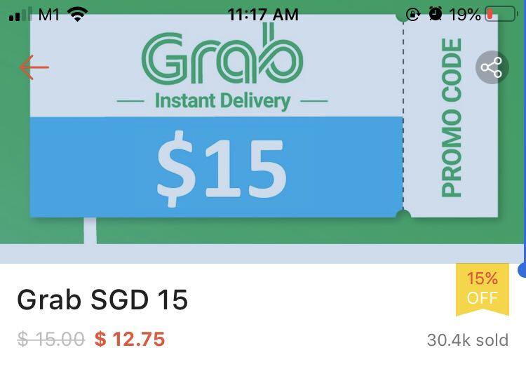 Grab Voucher 15, Tickets & Vouchers, Vouchers on Carousell