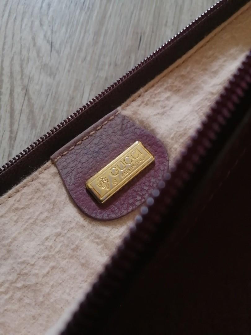 Gucci vintage maroon leather laptop case, Women's Fashion, Bags ...
