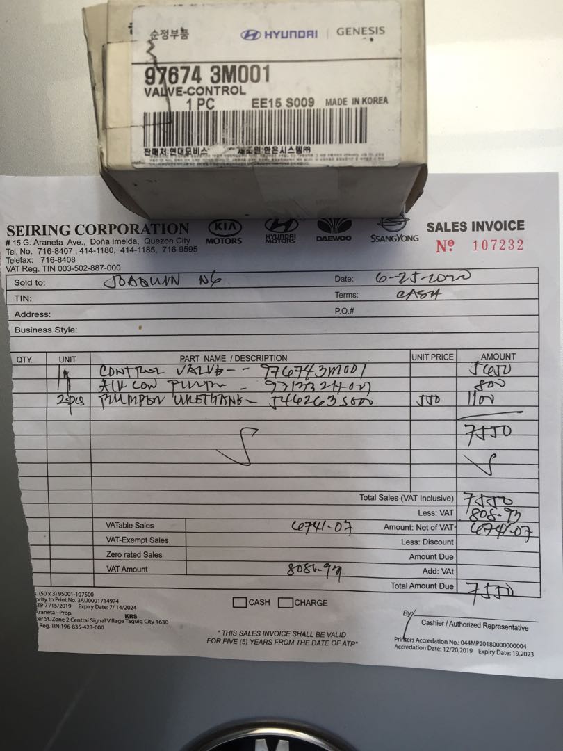 Kia Hyundai PN: 97674 3M001 A/C Compressor Control Valve, Car Parts ...