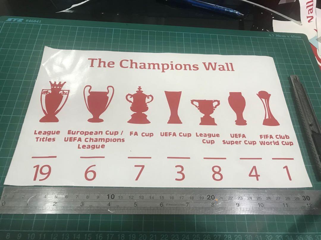 Liverpool Champions Wall decal / sticker set, Sports, Sports Apparel on ...