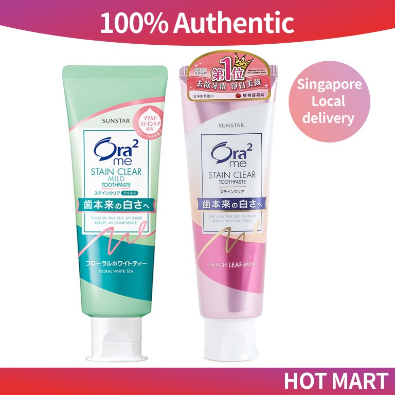 ORA2 Me Stain Clear Toothpaste Peach Leaf Mint/Floral White Tea 140g 鲜桃 ...