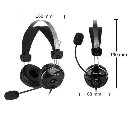 A4TECH HU-7P ComfortFit Stereo USB Headset Headphone with Mic - Black ...