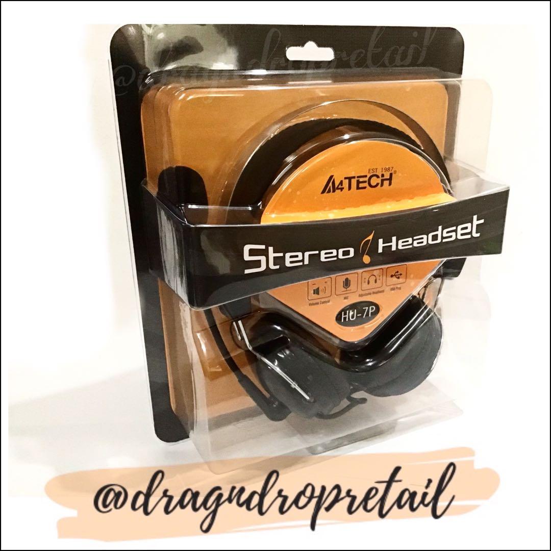 A4TECH HU-7P ComfortFit Stereo USB Headset Headphone with Mic - Black ...