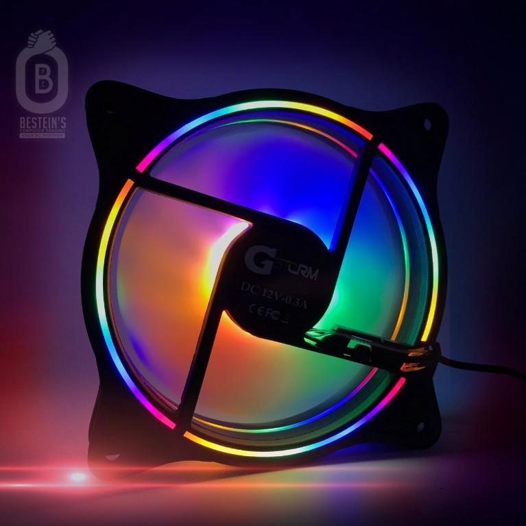 G-STORM LED Ring FAN BLAZE SLIM RAINBOW , 12V-0.3A, 120MM SIZE , Molex ...