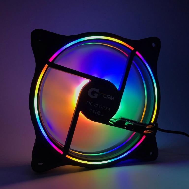 G-STORM LED Ring FAN BLAZE SLIM RAINBOW , 12V-0.3A, 120MM SIZE , Molex ...