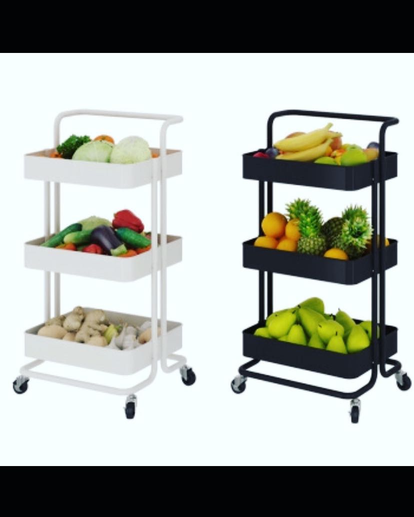 White Kitchen Trolley Rack, Furniture & Home Living, Furniture, Shelves ...