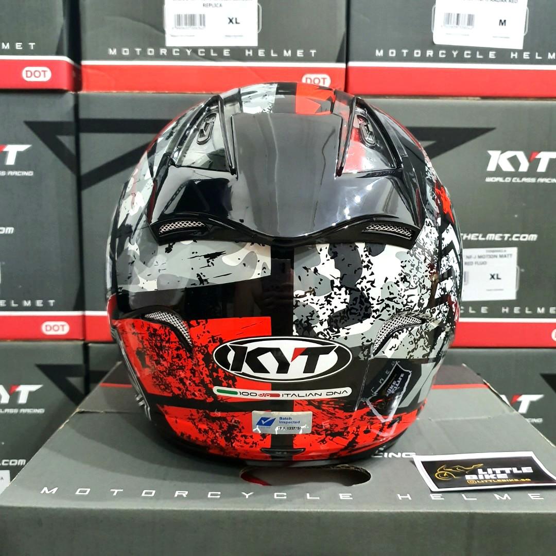 KYT hellcat motorcycle open face helmet black red fluo k racing ...