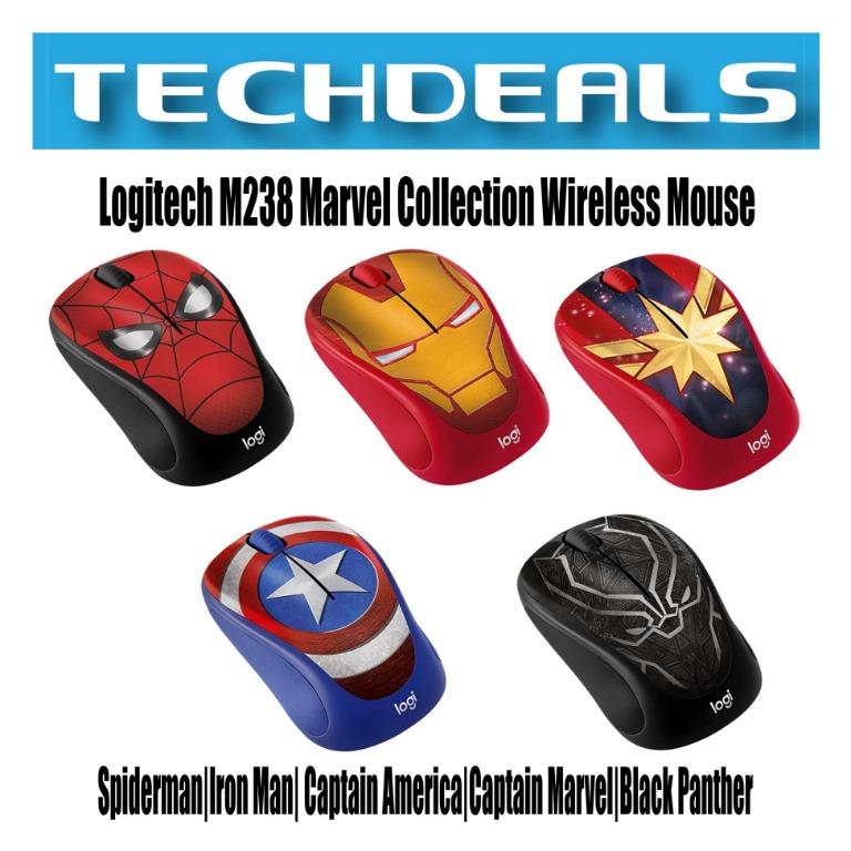 Logitech M238 Marvel Collection Wireless Mouse | Spiderman | Iron Man ...